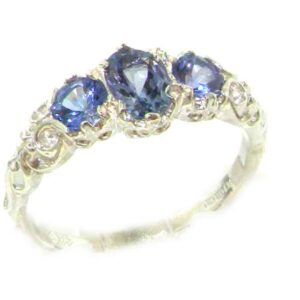 letsbuygold 925 sterling silver real genuine tanzanite womens promise ring - size 9