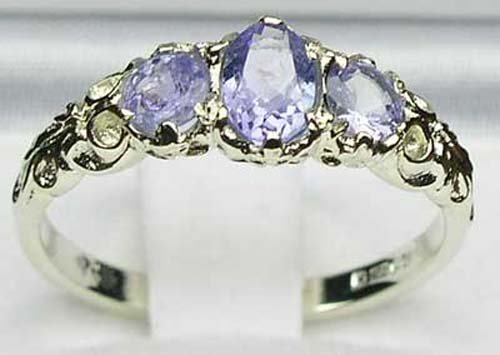 LetsBuyGold 925 Sterling Silver Real Genuine Tanzanite Womens Promise Ring - Size 9