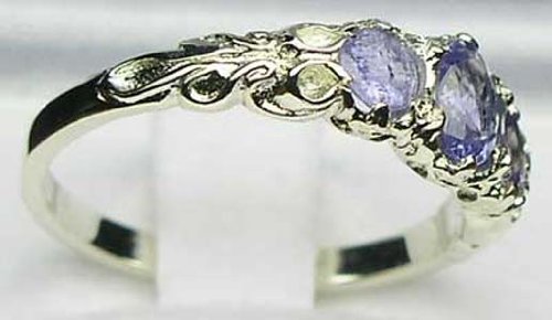 LetsBuyGold 925 Sterling Silver Real Genuine Tanzanite Womens Promise Ring - Size 9