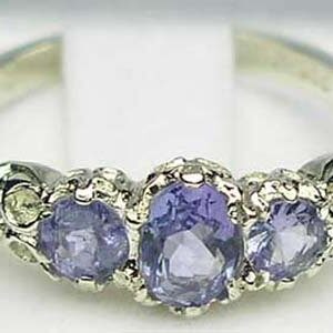 LetsBuyGold 925 Sterling Silver Real Genuine Tanzanite Womens Promise Ring - Size 9