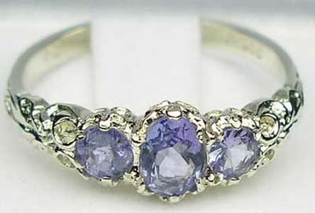 LetsBuyGold 925 Sterling Silver Real Genuine Tanzanite Womens Promise Ring - Size 9