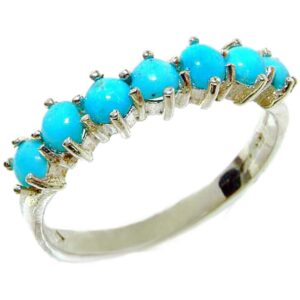 letsbuygold 925 sterling silver real genuine turquoise womens anniversary ring - size 8