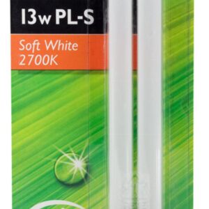 PHILIPS LED 230102 Energy Saver PL-S 13-Watt Compact Fluorescent Light Bulb, Soft White, GX23 2-Pin Base