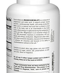 Source Naturals Magnesium Malate 625mg Supplement Essential, Bio-Available Magnesium Malic Acid Supplement - 200 Capsules (Packing may vary)