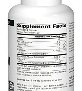 Source Naturals Magnesium Malate 625mg Supplement Essential, Bio-Available Magnesium Malic Acid Supplement - 200 Capsules (Packing may vary)