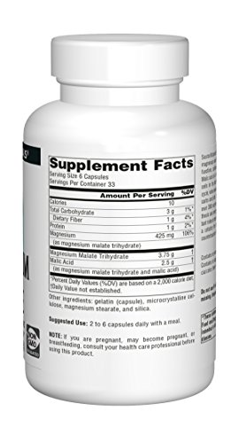 Source Naturals Magnesium Malate 625mg Supplement Essential, Bio-Available Magnesium Malic Acid Supplement - 200 Capsules (Packing may vary)