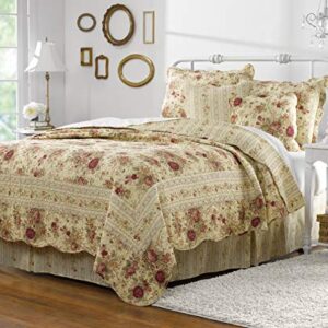 Greenland Home Antique Rose Quilt Set, Full/Queen (5 Piece), Ecru