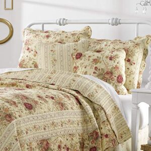 Greenland Home Antique Rose Quilt Set, Full/Queen (5 Piece), Ecru