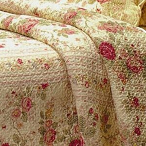 Greenland Home Antique Rose Quilt Set, Full/Queen (5 Piece), Ecru