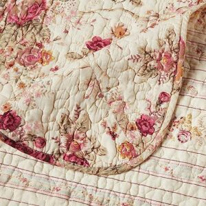 Greenland Home Antique Rose Quilt Set, Full/Queen (5 Piece), Ecru