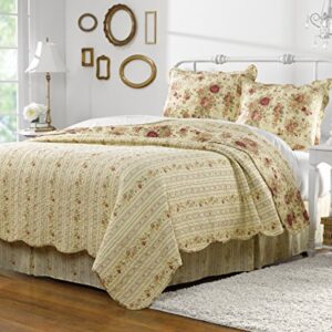 Greenland Home Antique Rose Quilt Set, Full/Queen (5 Piece), Ecru