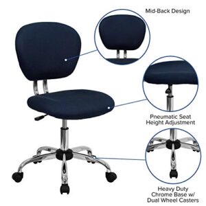 Flash Furniture Beverly Mid-Back Navy Mesh Padded Swivel Task Office Chair with Chrome Base