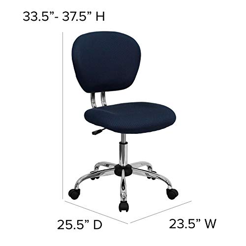 Flash Furniture Beverly Mid-Back Navy Mesh Padded Swivel Task Office Chair with Chrome Base