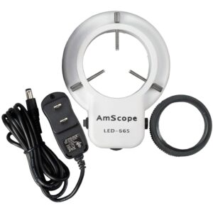 amscope led-56s 56 led microscope ring light with dimmer white