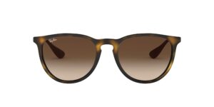 ray-ban rb4171 erika round sunglasses, rubber havana/brown gradient dark brown, 54 mm