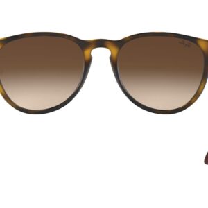 Ray-Ban RB4171 Erika Round Sunglasses, Rubber Havana/Brown Gradient Dark Brown, 54 mm