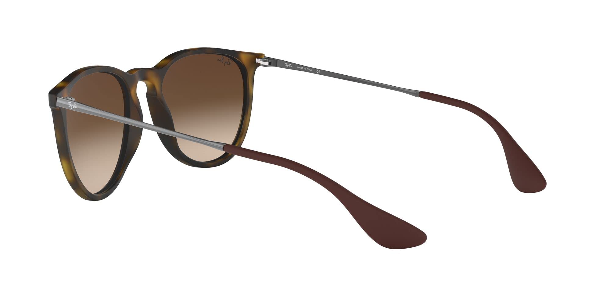 Ray-Ban RB4171 Erika Round Sunglasses, Rubber Havana/Brown Gradient Dark Brown, 54 mm