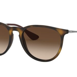 Ray-Ban RB4171 Erika Round Sunglasses, Rubber Havana/Brown Gradient Dark Brown, 54 mm