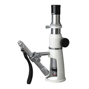 amscope h50 handheld stand measuring microscope, 50x magnification, 17mm field of view, includes pen light