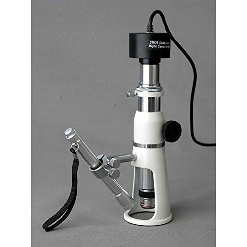 AmScope H50 Handheld Stand Measuring Microscope, 50x Magnification, 17mm Field of View, Includes Pen Light