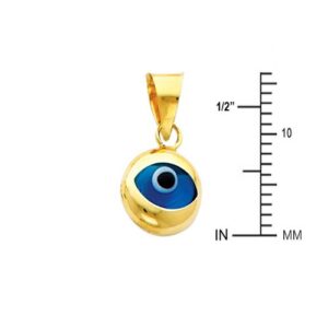 14k Yellow Gold Evil Eye Charm Pendant