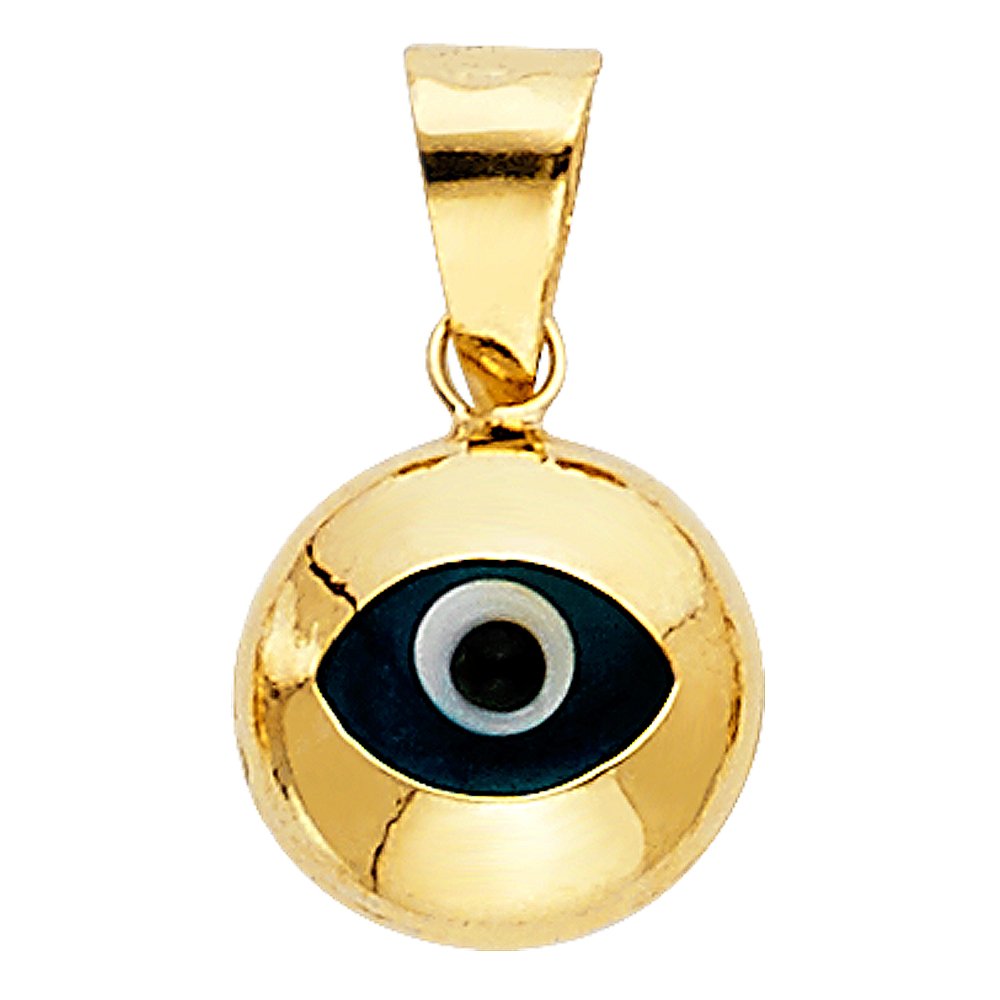 14k Yellow Gold Evil Eye Charm Pendant