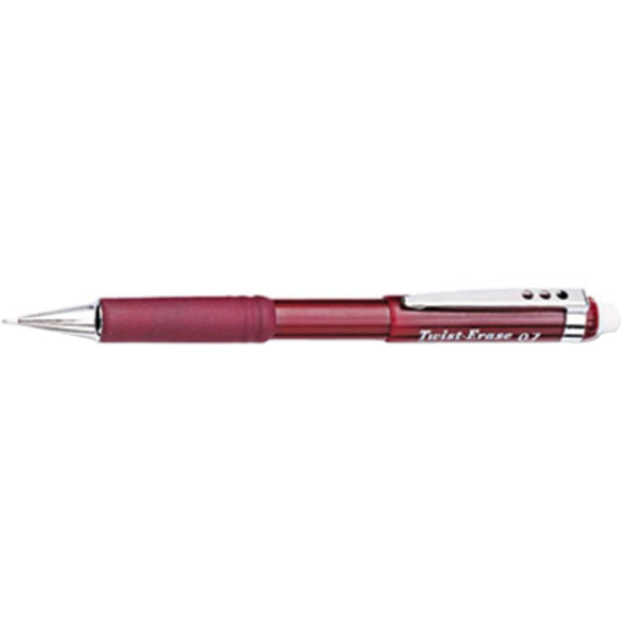 Pentel® Twist-Erase III Mechanical Pencil, 2 Lead, 0.7 mm, Refillable, Red Barrel