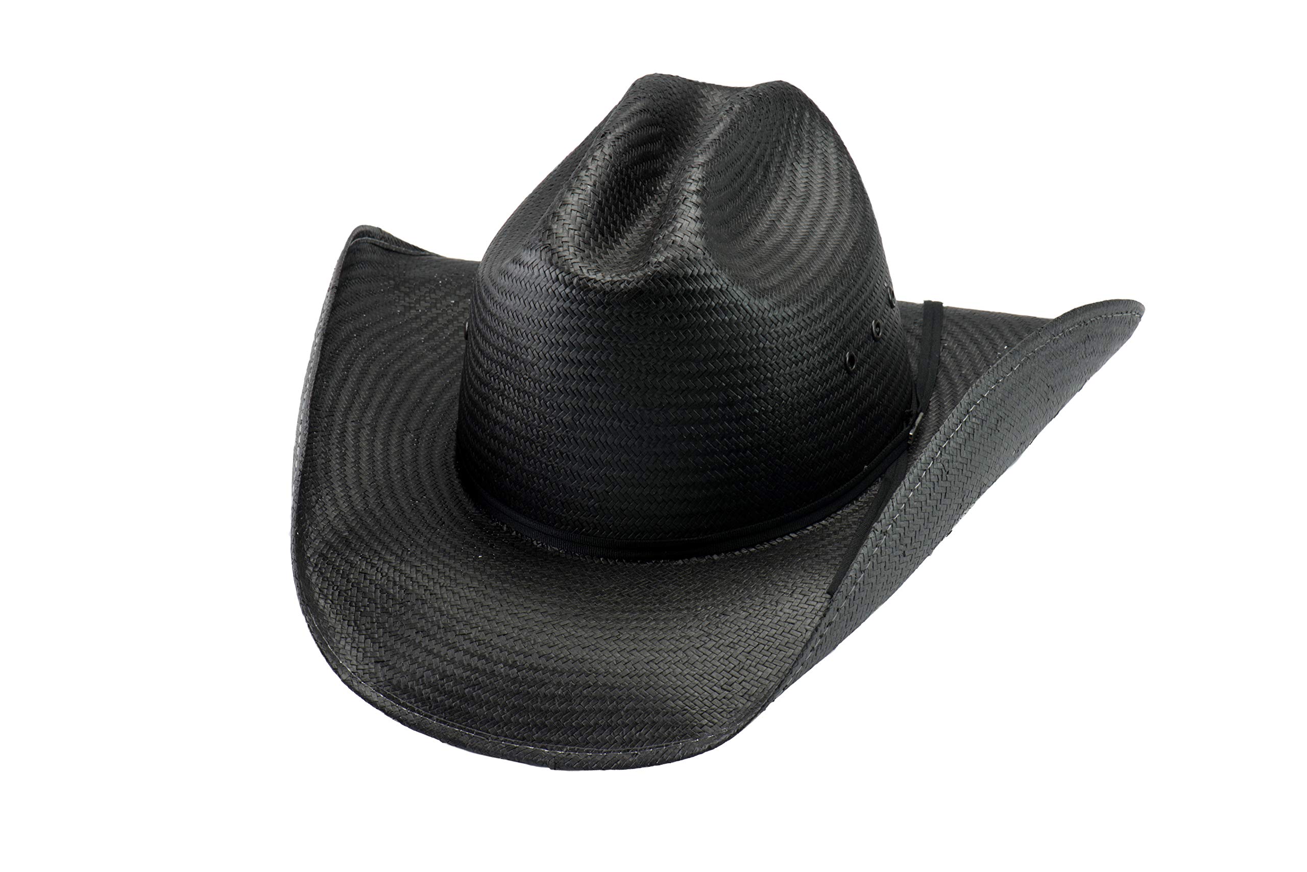 Western Hat! Black Wrangler Shantung Panama Traditional Western Hat (Large)