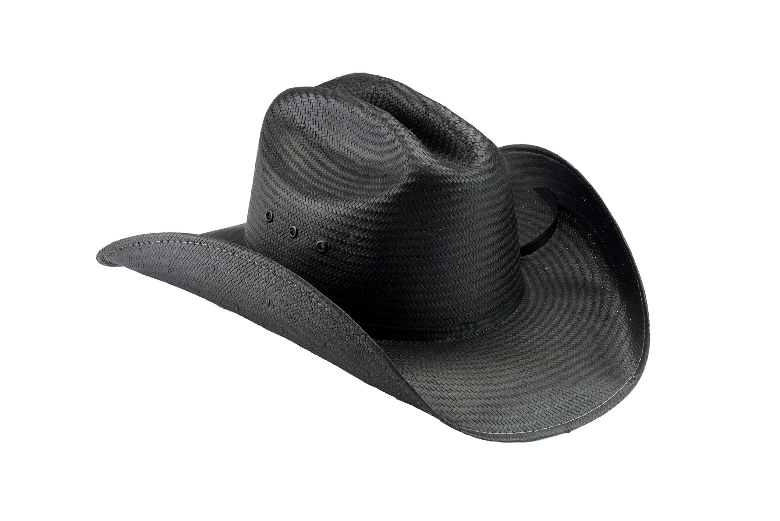 Western Hat! Black Wrangler Shantung Panama Traditional Western Hat (Large)