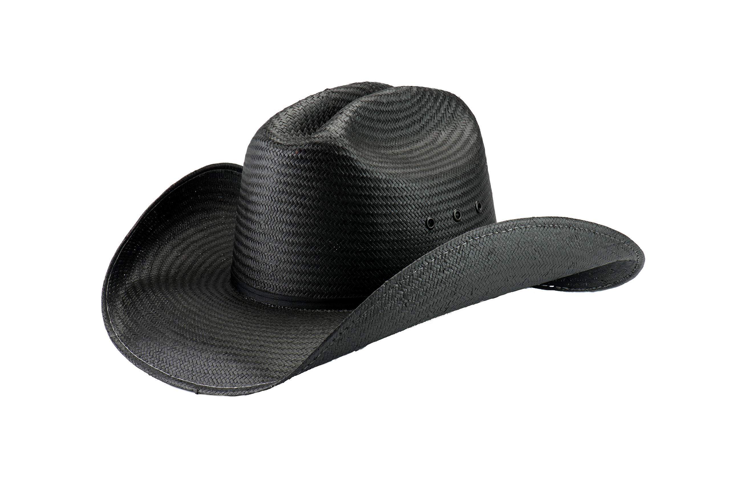 Western Hat! Black Wrangler Shantung Panama Traditional Western Hat (Large)