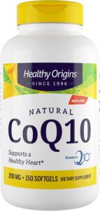 healthy origins coq10 (kaneka q10), 200 mg - heart health & energy supplement - gluten-free & non-gmo supplements - 150 softgels