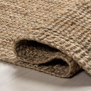 nuLOOM 4x6 Daniela Jute Tassel Hand Woven Area Rug, Natural, Solid Chunky Farmhouse Design, Natural Fiber, For Bedroom, Dining Room, Living Room, Hallway, Office, Entryway