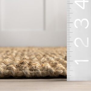 nuLOOM 4x6 Daniela Jute Tassel Hand Woven Area Rug, Natural, Solid Chunky Farmhouse Design, Natural Fiber, For Bedroom, Dining Room, Living Room, Hallway, Office, Entryway