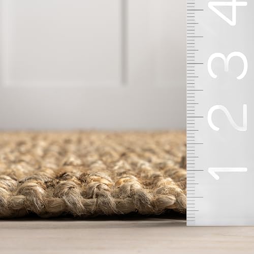 nuLOOM 4x6 Daniela Jute Tassel Hand Woven Area Rug, Natural, Solid Chunky Farmhouse Design, Natural Fiber, For Bedroom, Dining Room, Living Room, Hallway, Office, Entryway