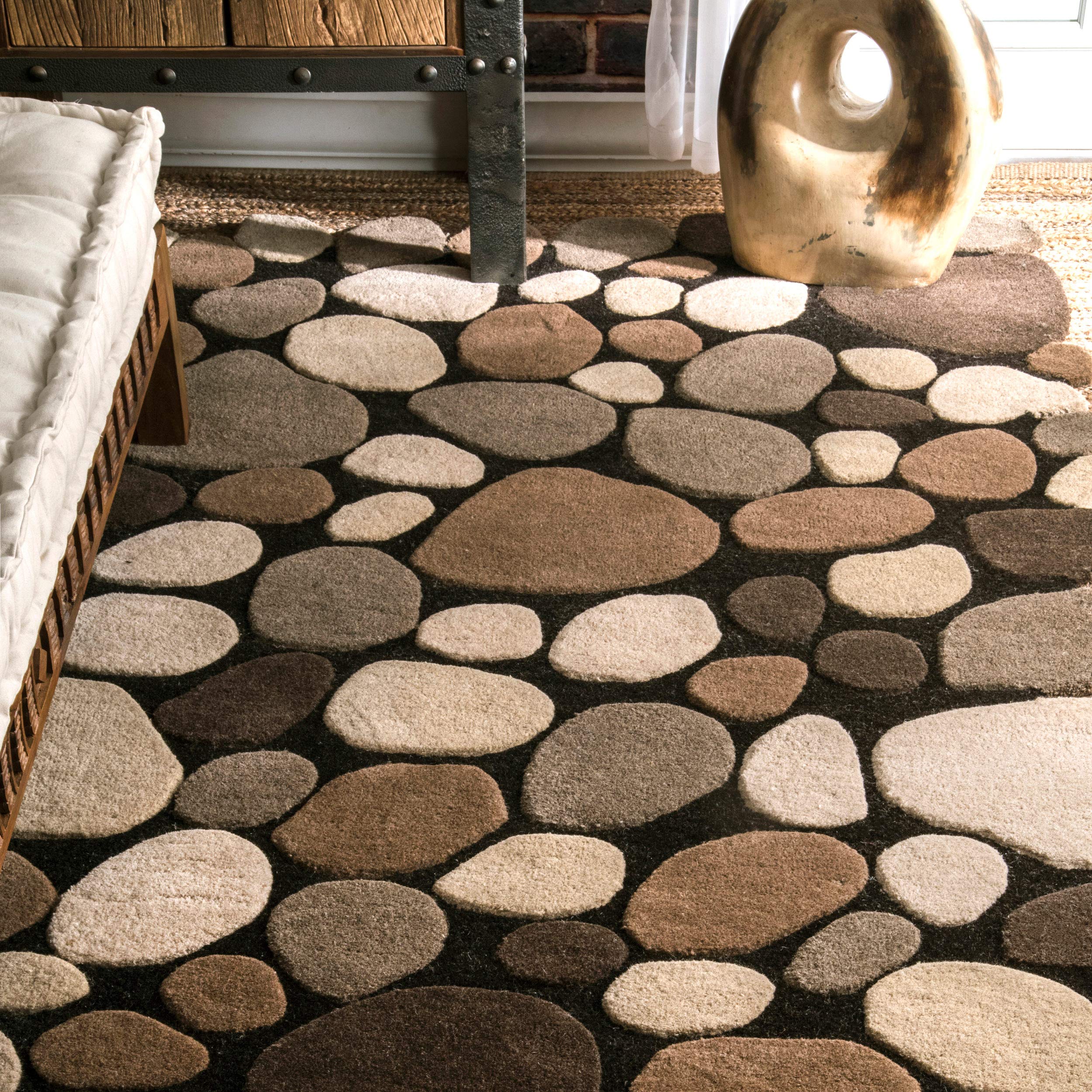 nuLOOM Hand Tufted Pebbles Area Rug, 3' 6" x 5' 6", Natural