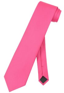 vesuvio napoli necktie solid hot pink fuchsia color men's neck tie, hot pink fuchsia fuschia, one size