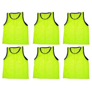 bluedot trading youth sports pinnie scrimmage training vest/team practice jersey in nylon mesh for all kinds of sports, soccer, football, basketball, yellow, 6 pack