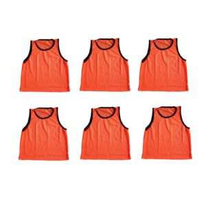 bluedot trading adult nylon mesh scrimmage pinnies training vest for team practice for all kinds of sports soccer, lacrosse, football, basketball, orange, 1 pack of 6