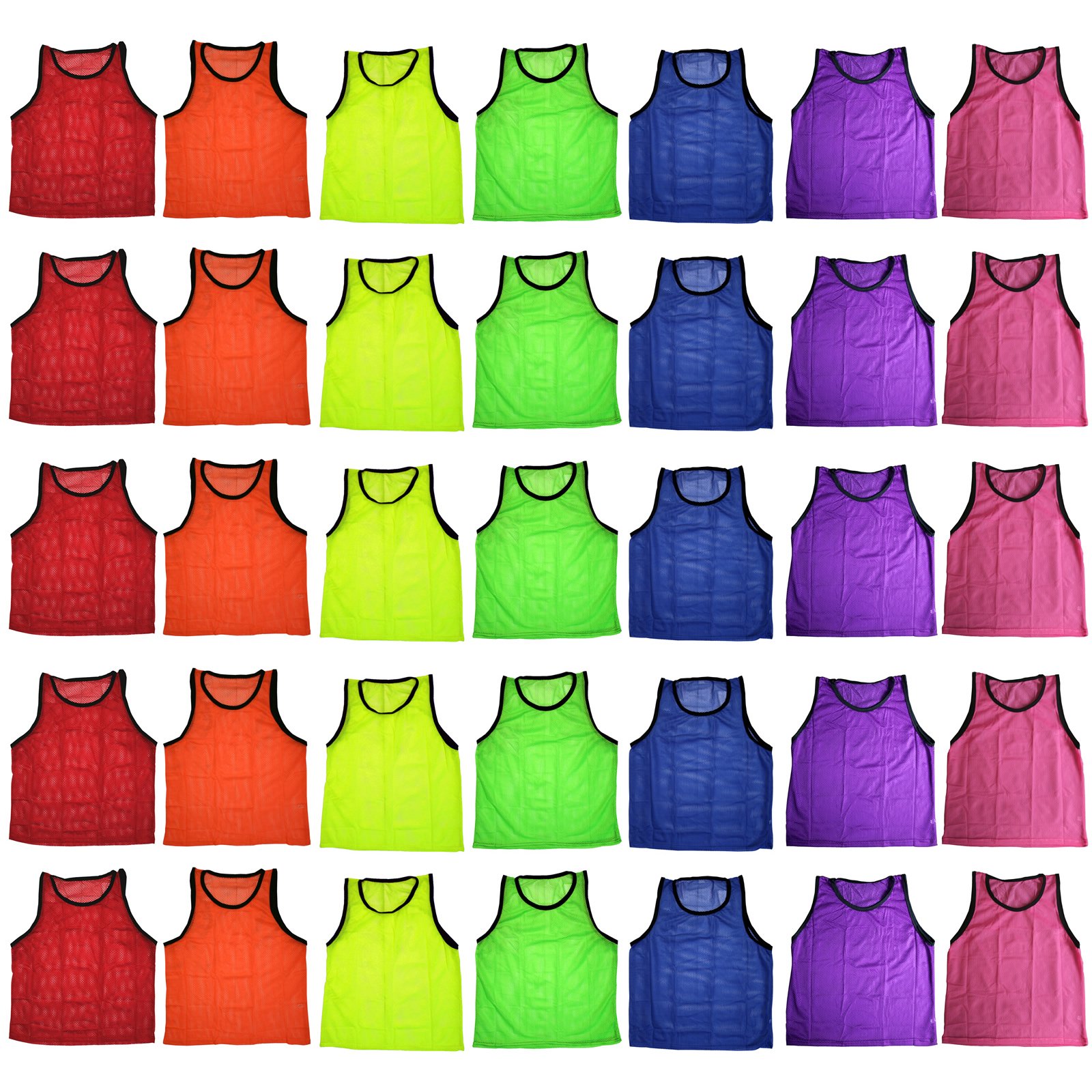 BlueDot Trading Adult Nylon Mesh Scrimmage Pinnies Training Vest for team practice for all kinds of sports Soccer, Lacrosse, Football, Basketball, Orange, 1 Pack of 6