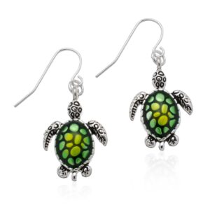 pammyj turtle earrings - silvertone green sea turtle dangle earrings