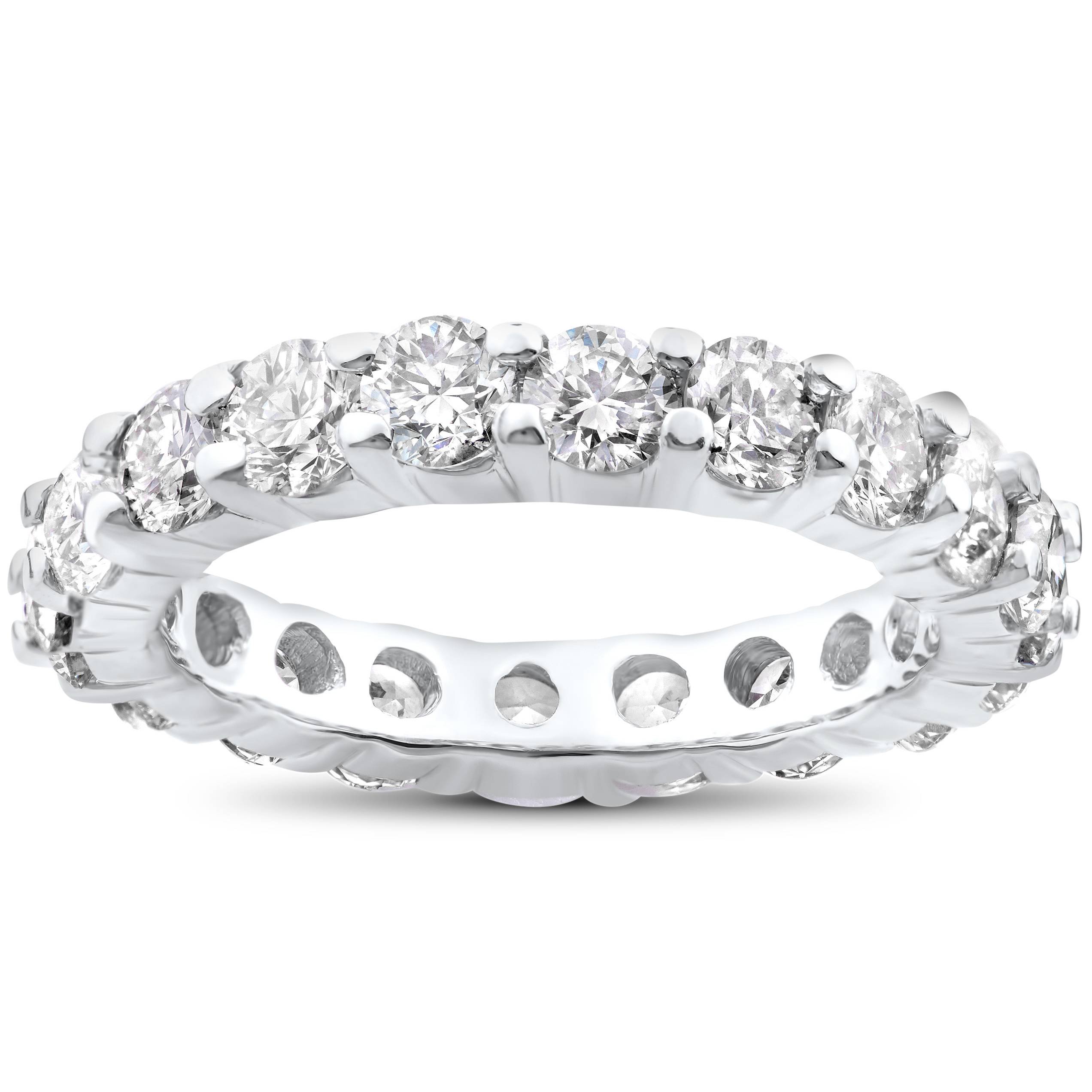 P3 POMPEII3 4 ct Diamond Eternity Wedding Ring 14K White Gold - Size 4.5