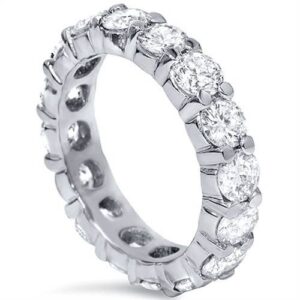 P3 POMPEII3 4 ct Diamond Eternity Wedding Ring 14K White Gold - Size 4.5