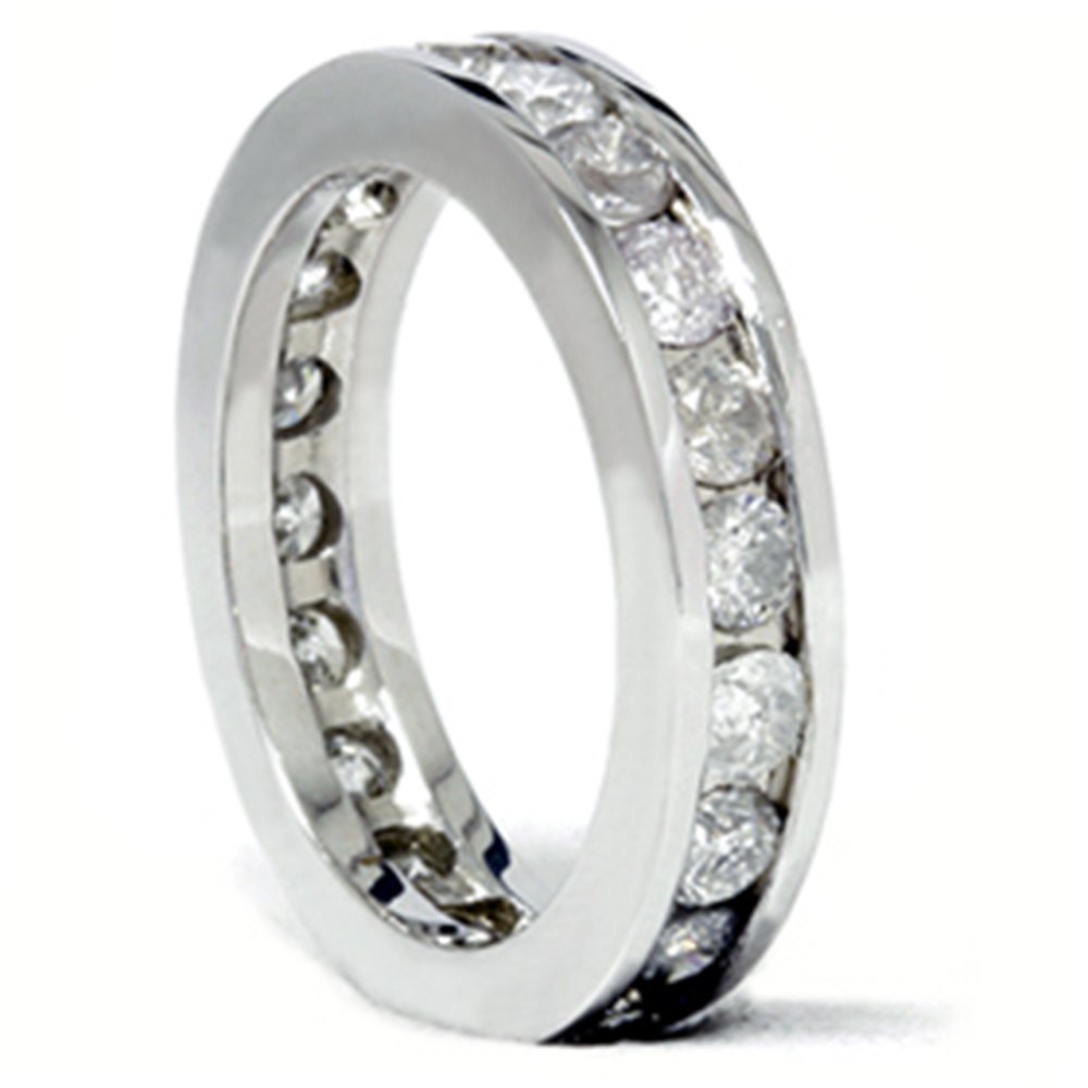 P3 POMPEII3 2ct Channel Set Diamond Eternity Ring 14K White Gold - Size 6.5