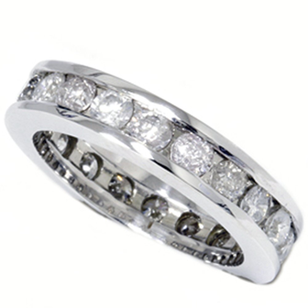 P3 POMPEII3 2ct Channel Set Diamond Eternity Ring 14K White Gold - Size 6.5