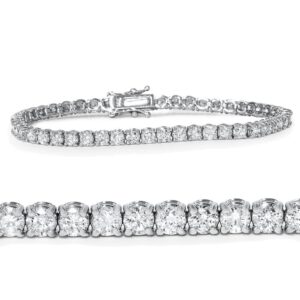 pompeii3 14k white, yellow, or rose gold 5ct t.w. diamond round-cut tennis bracelet women's 7"