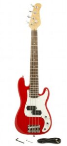 edmbg electric base guitar, small scale 36 inch children's sized mini, color: red