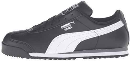 PUMA boys Roma Basic JR Sneaker, Black/White/Puma Silver, 7 M US Big Kid