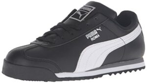 puma boys roma basic jr sneaker, black/white/puma silver, 7 m us big kid