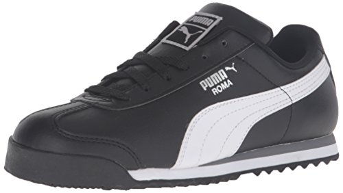 PUMA boys Roma Basic JR Sneaker, Black/White/Puma Silver, 7 M US Big Kid