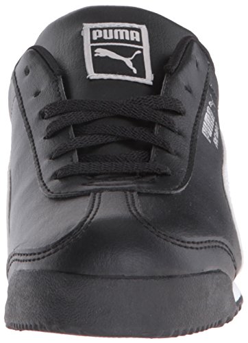 PUMA boys Roma Basic JR Sneaker, Black/White/Puma Silver, 7 M US Big Kid